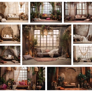 Bohemian Studio Backdrops: Rustic Autumn Photo Overlays (digital ...