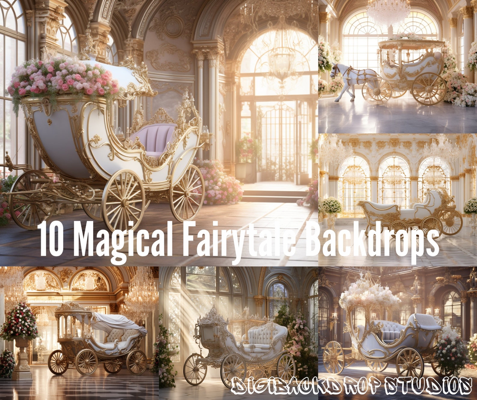 Magical Fairytale Digital Backdrops – Enchanting Palaces & Carriages ...