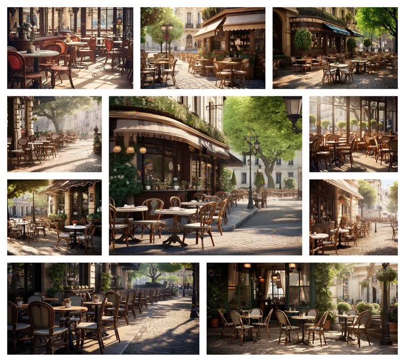 Parisian Cafe Digital Backdrop: Photo Overlay, Zoom Background (20 ...