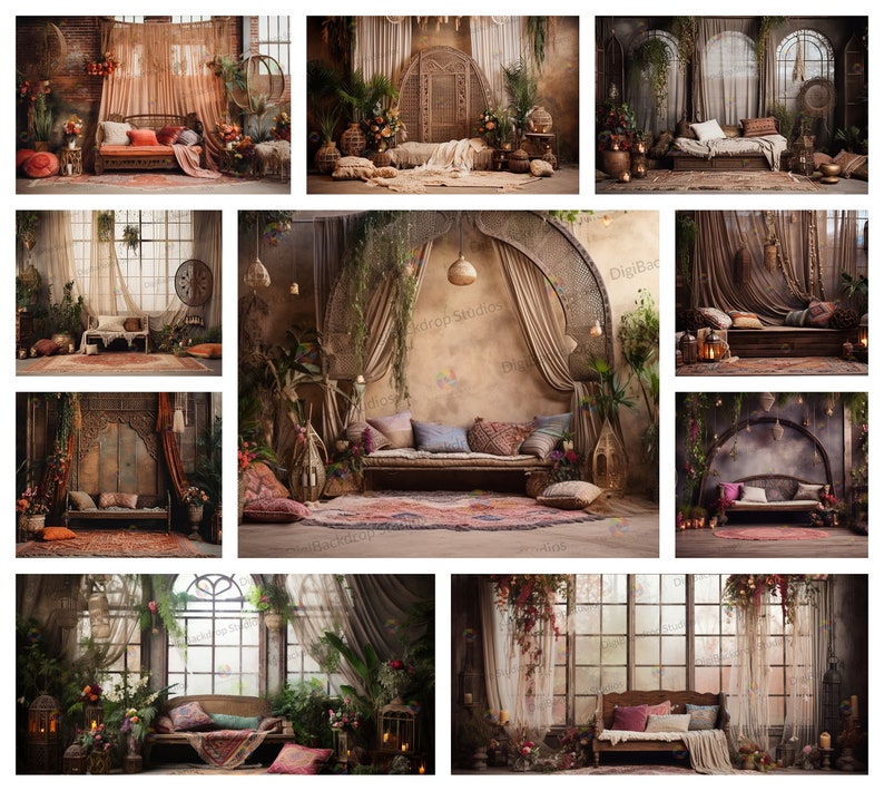 Bohemian Studio Backdrops: Rustic Autumn Photo Overlays (digital ...