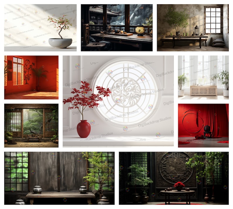 Chinese Style Studio Backdrops: Fine Art Photography Overlays (PNG) - Etsy