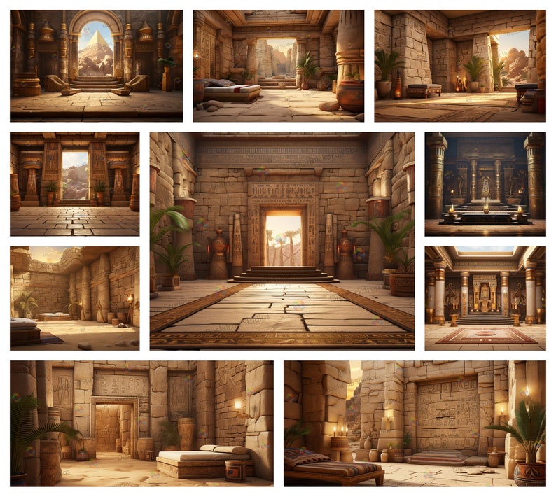 Egyptian Royal Chamber Backdrops: Pharaoh Pyramid PNG/JPG (digital ...