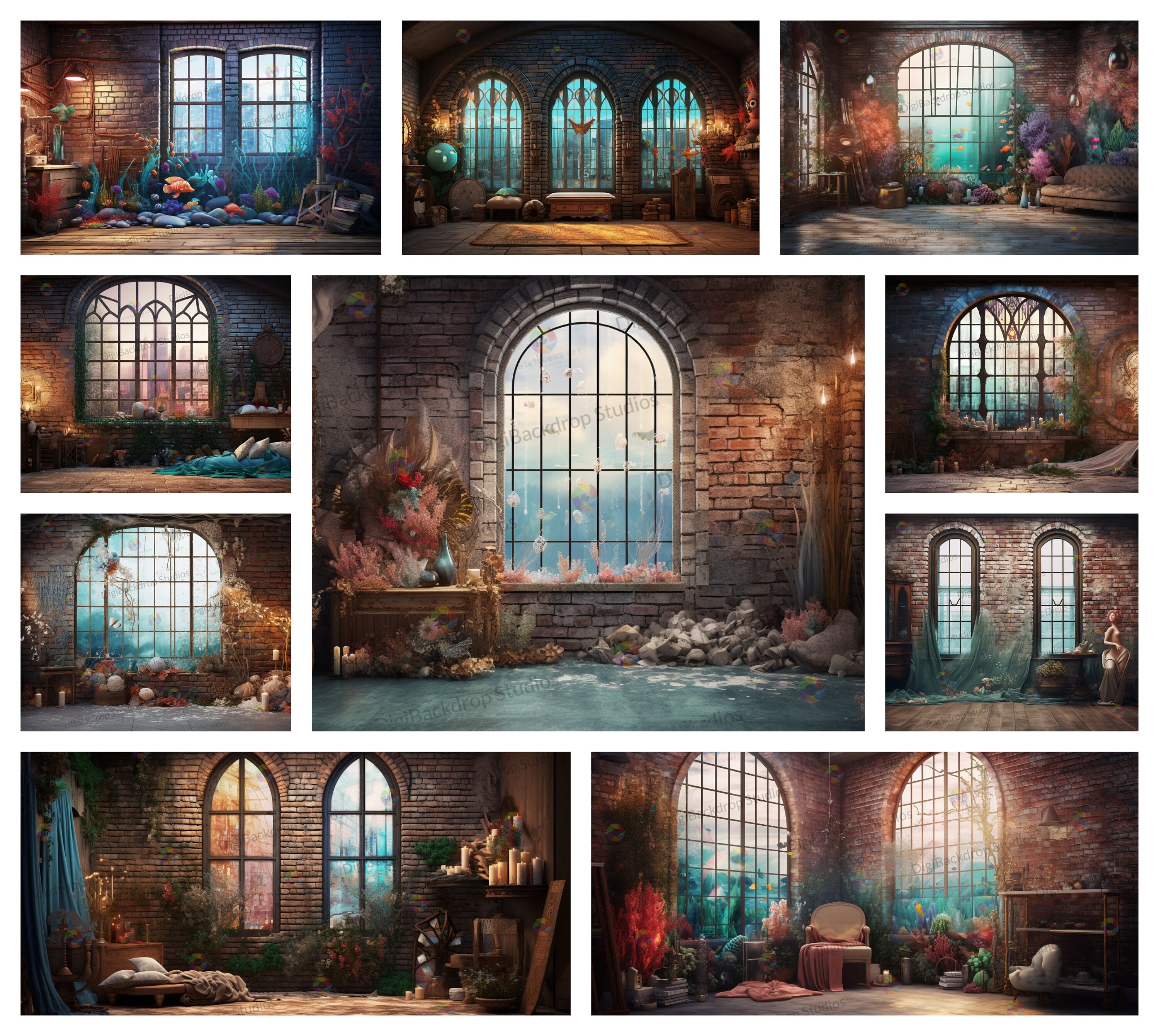 Fantasy Studio Backdrops: High-res PNG, JPG for Canva & Zoom (digital ...