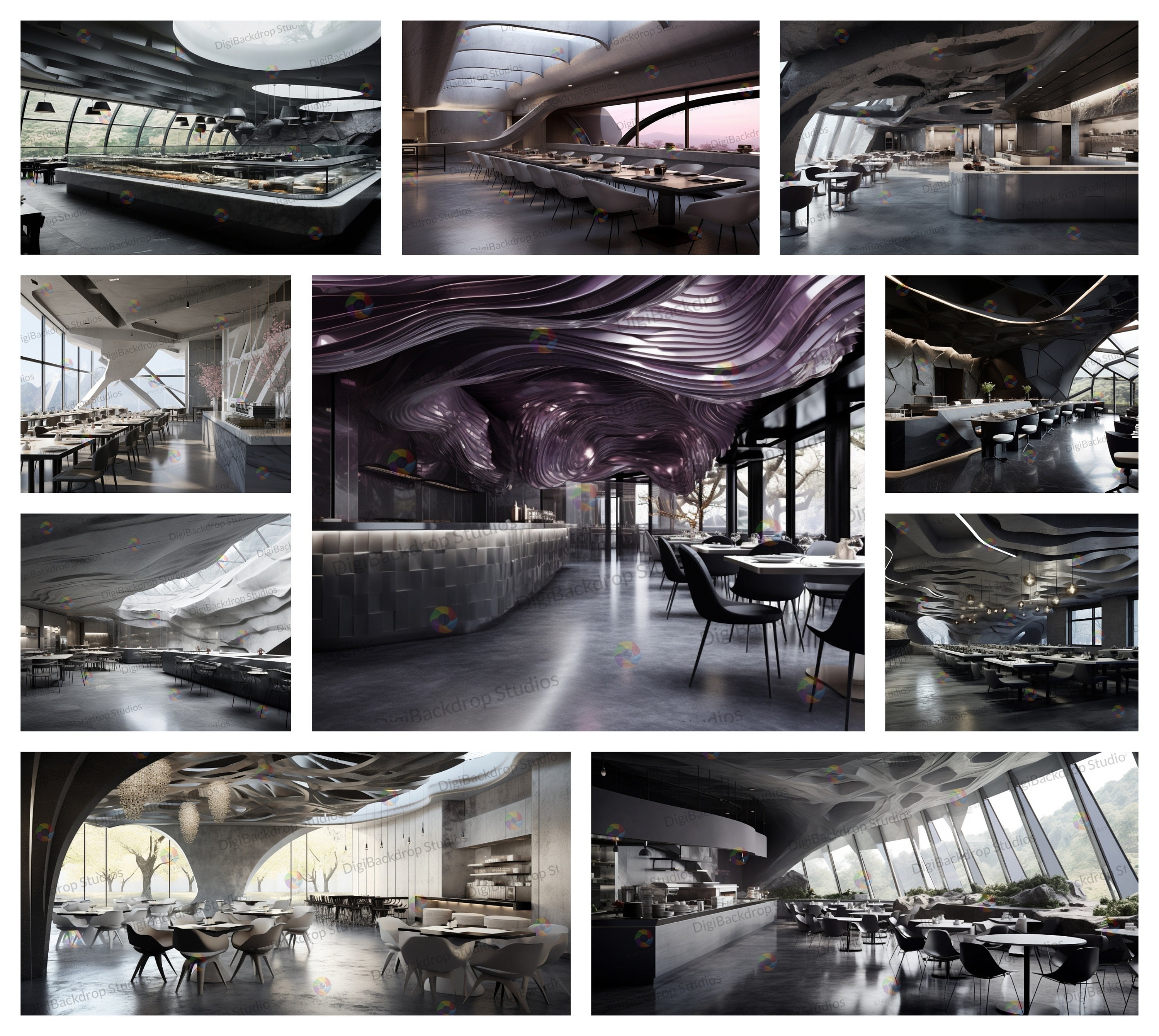 Gray Future Lounge Digital Backdrops – Futuristic Fine Art Photography ...