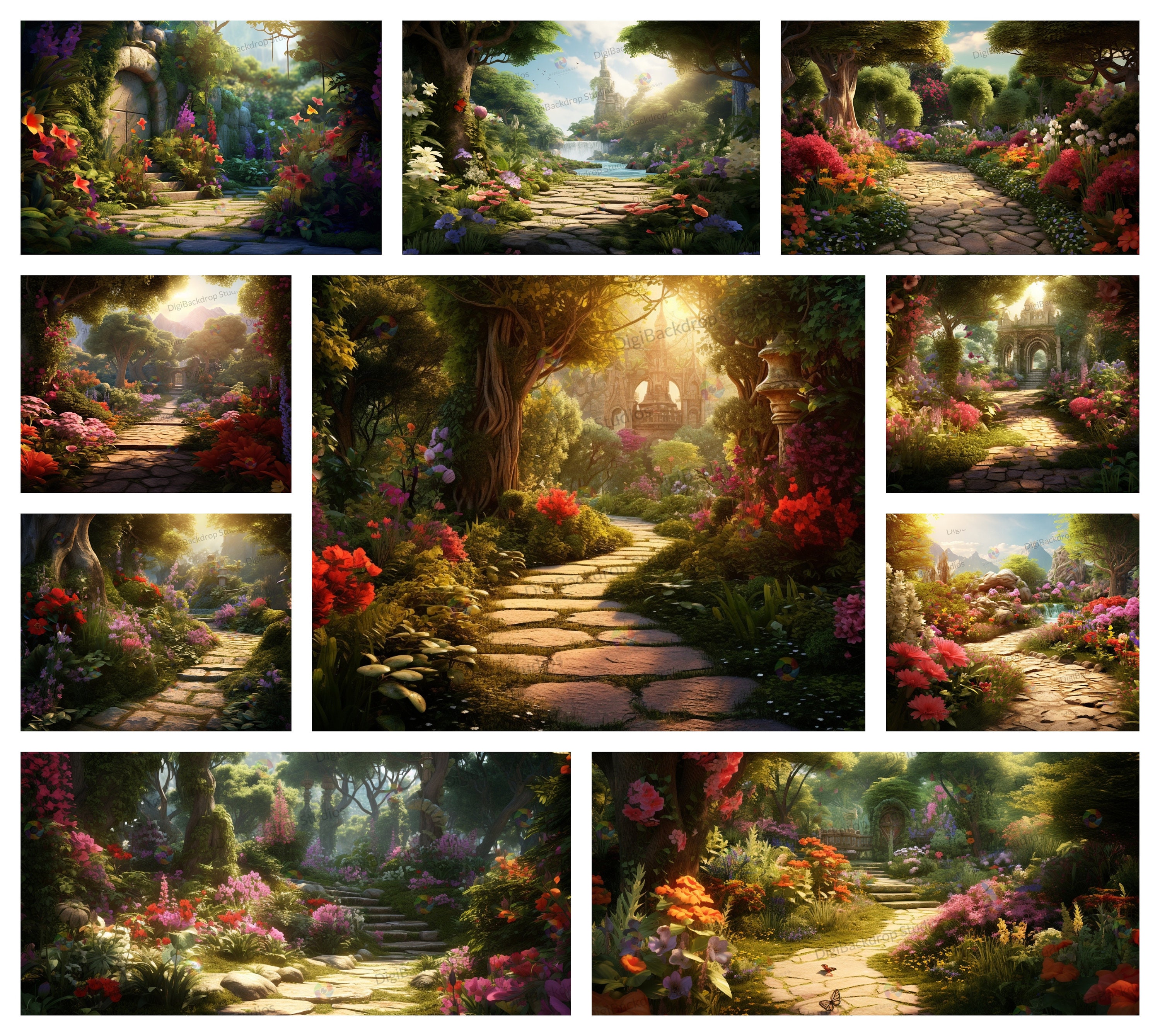 Digital Background for Canva Art Photography Photoshop Lush Garden ...