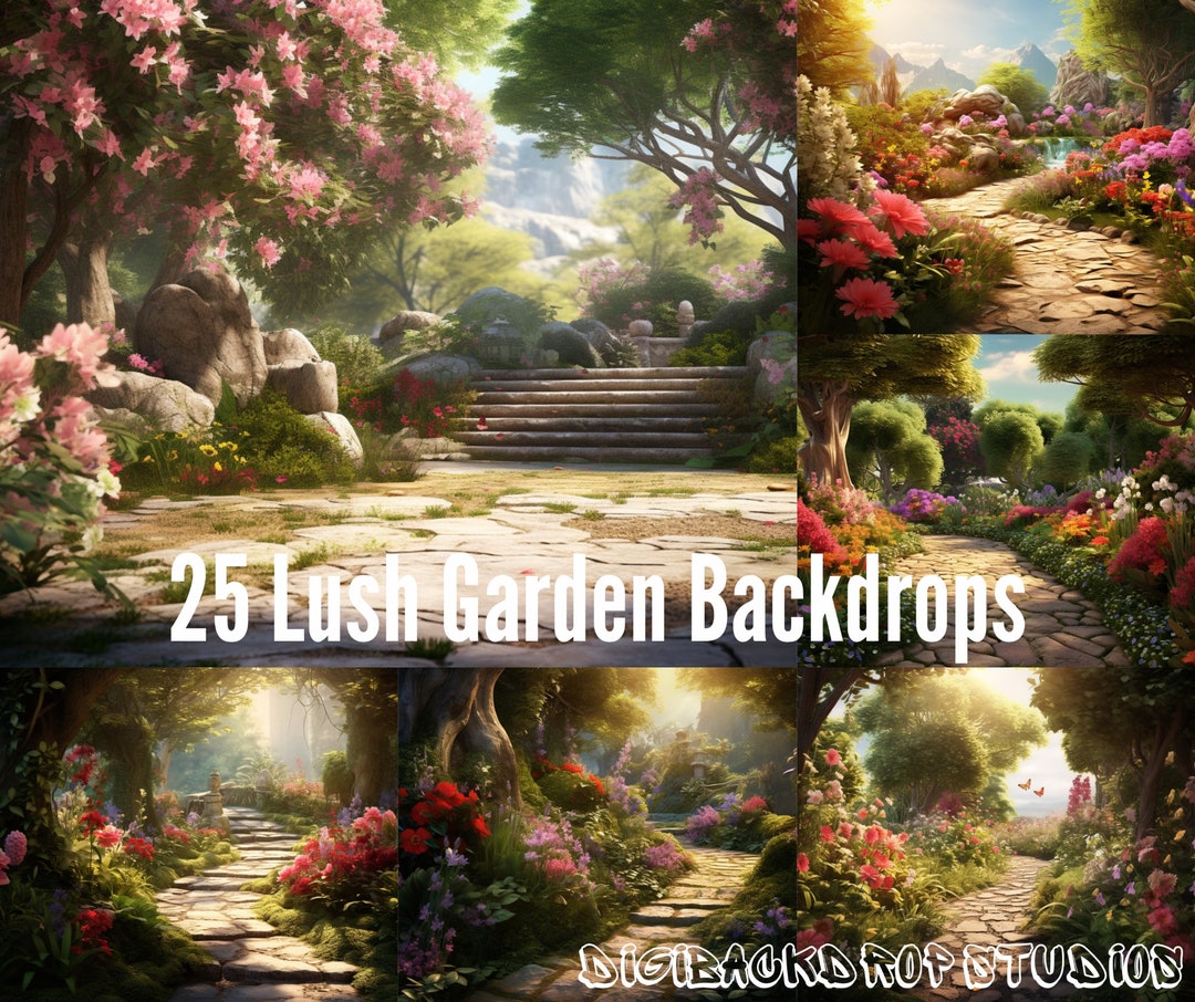 Digital Background for Canva Art Photography Photoshop Lush Garden ...