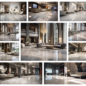 Opulent Oasis Marble Hotel Lobby Digital Backdrops, Luxury Interior ...
