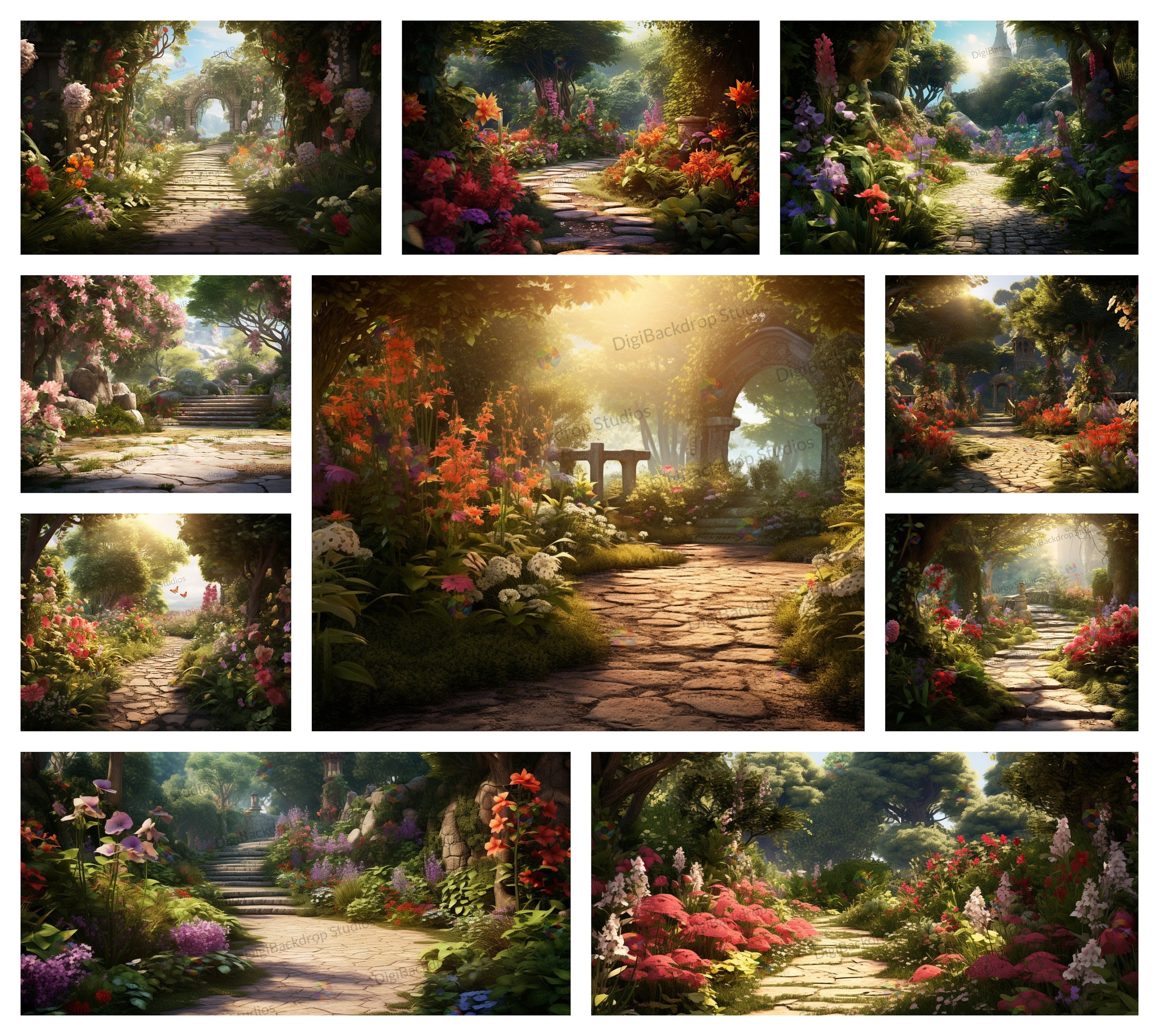 Digital Background for Canva Art Photography Photoshop Lush Garden ...