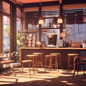 Modern Coffee Shop Digital Backdrops – Sleek Cafe Scenes for ...