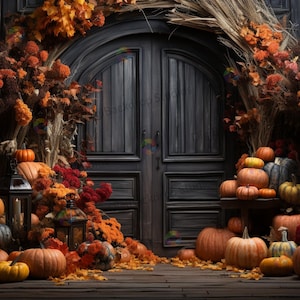 Autumn Barn Door Digital Backdrops: Rustic Fall Photography (PNG, JPEG ...