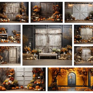 Autumn Barn Door Digital Backdrops – High-res PNG for Zoom & Photography, Rustic Fall Charm With ...