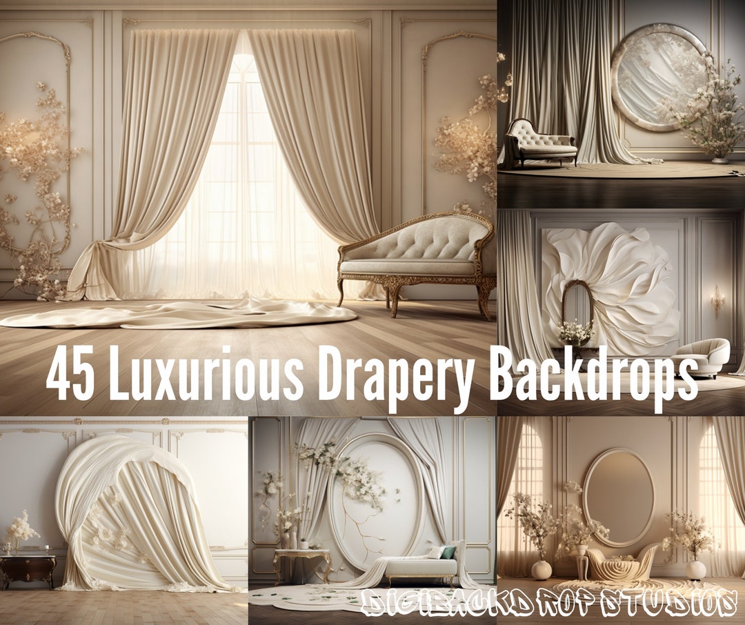 Opulent Floral Drapery Backdrops: High-res PNG/JPG for Canva, Photoshop ...