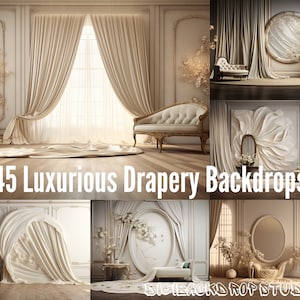 Opulent Floral Drapery Backdrops: High-res PNG/JPG for Canva, Photoshop ...
