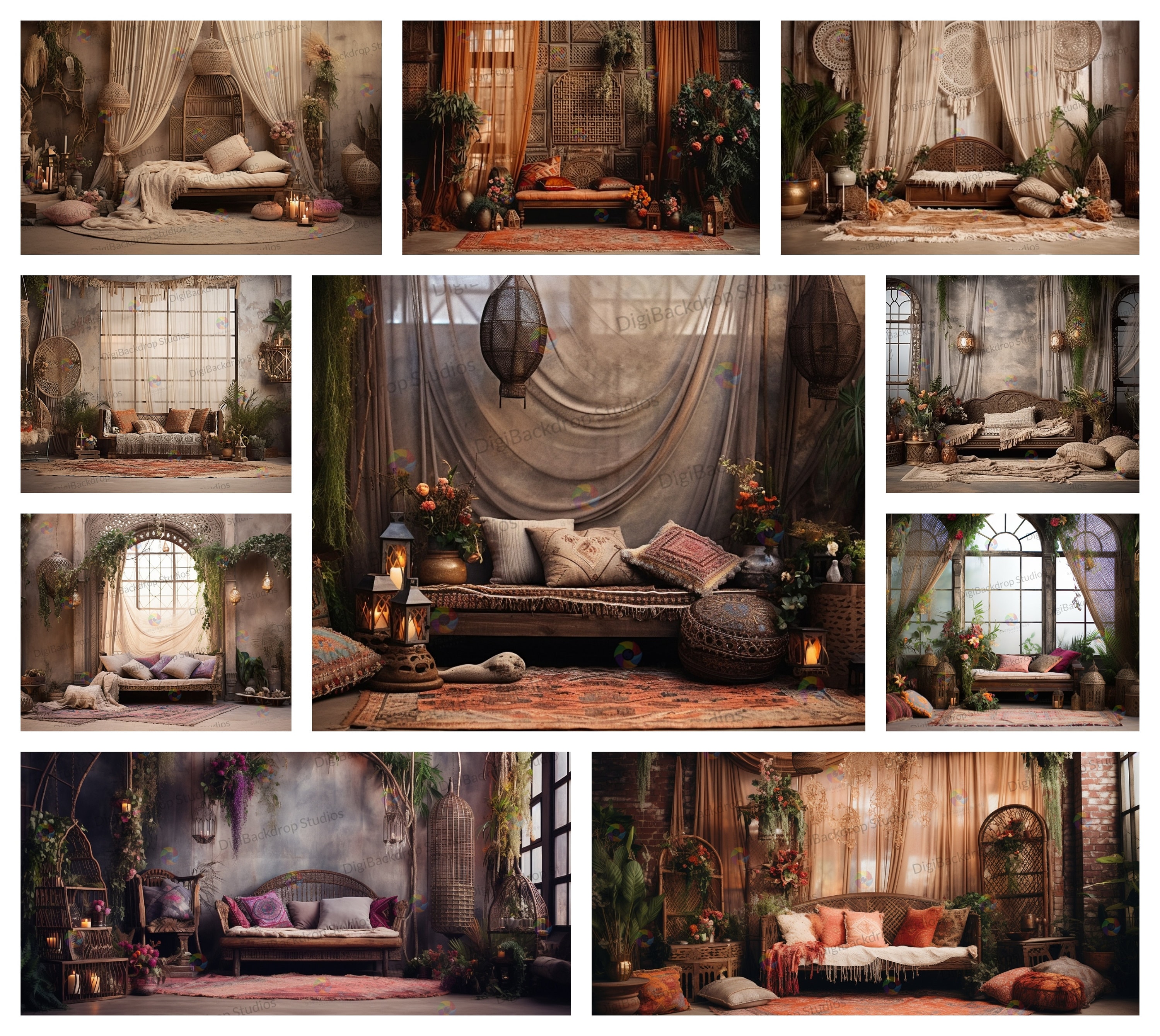 Bohemian Studio Backdrops: Rustic Autumn Photo Overlays (digital ...