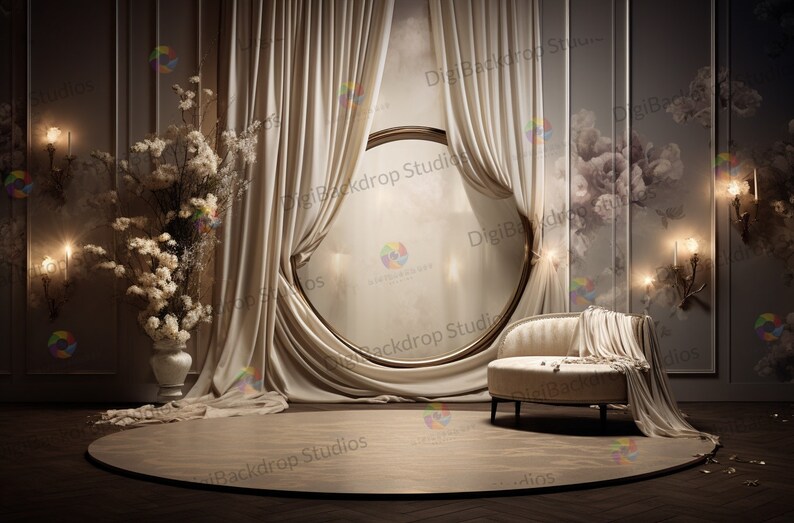 Opulent Floral Drapery Backdrops: High-res PNG/JPG for Canva, Photoshop ...