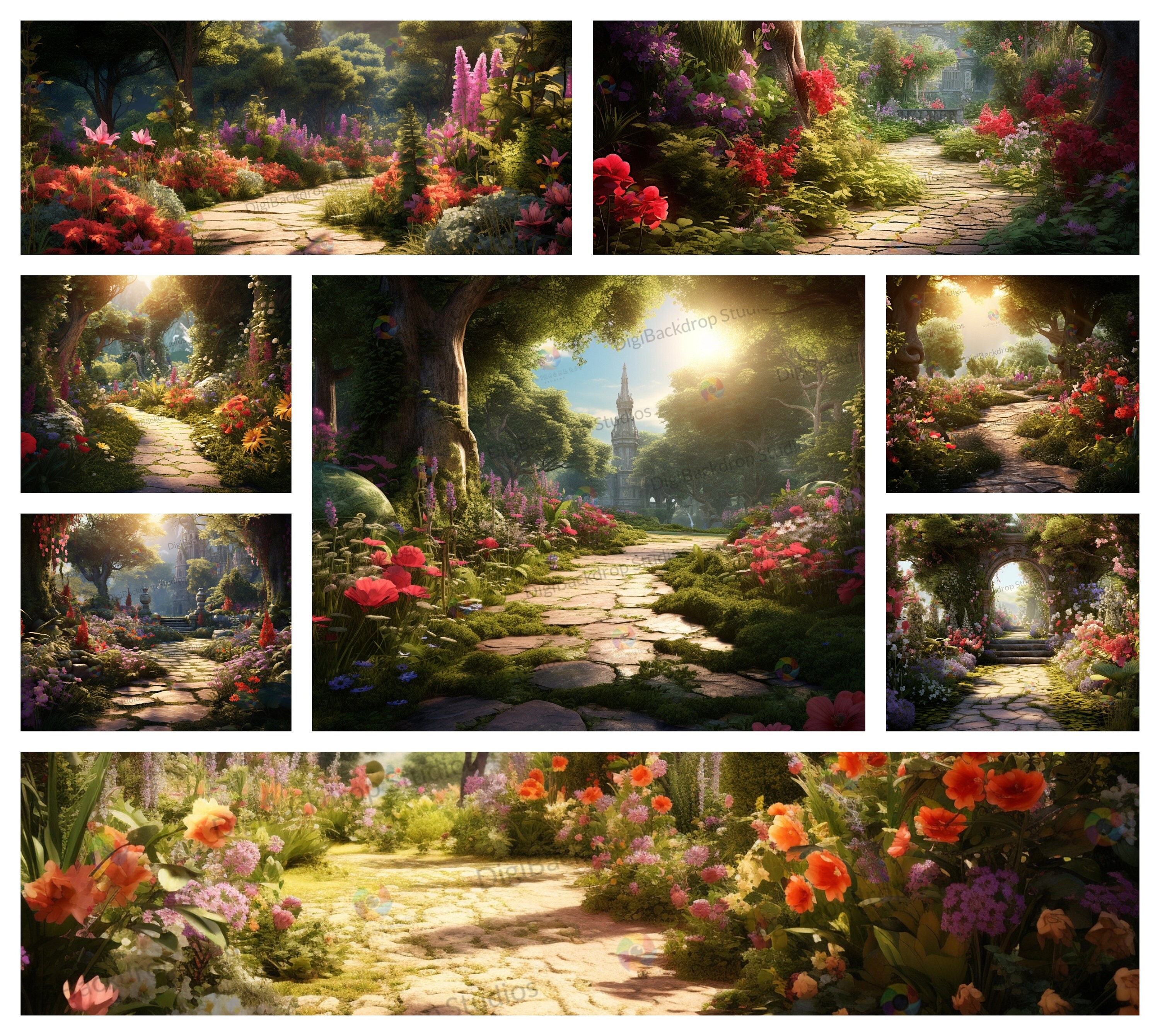 Digital Background for Canva Art Photography Photoshop Lush Garden ...