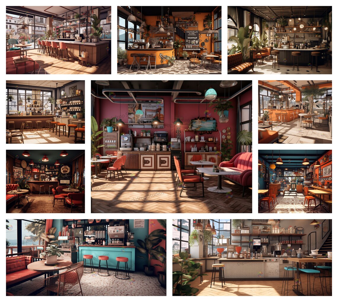 Digital Backdrops for Fine Art Photography Coffee Shop Composite ...