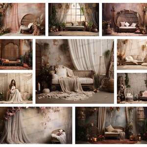 Bohemian Studio Backdrops: Rustic Autumn Photo Overlays (digital ...
