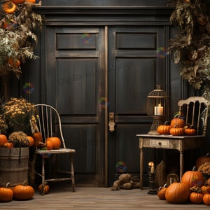 Autumn Barn Door Digital Backdrops: Rustic Fall Photography (PNG, JPEG ...