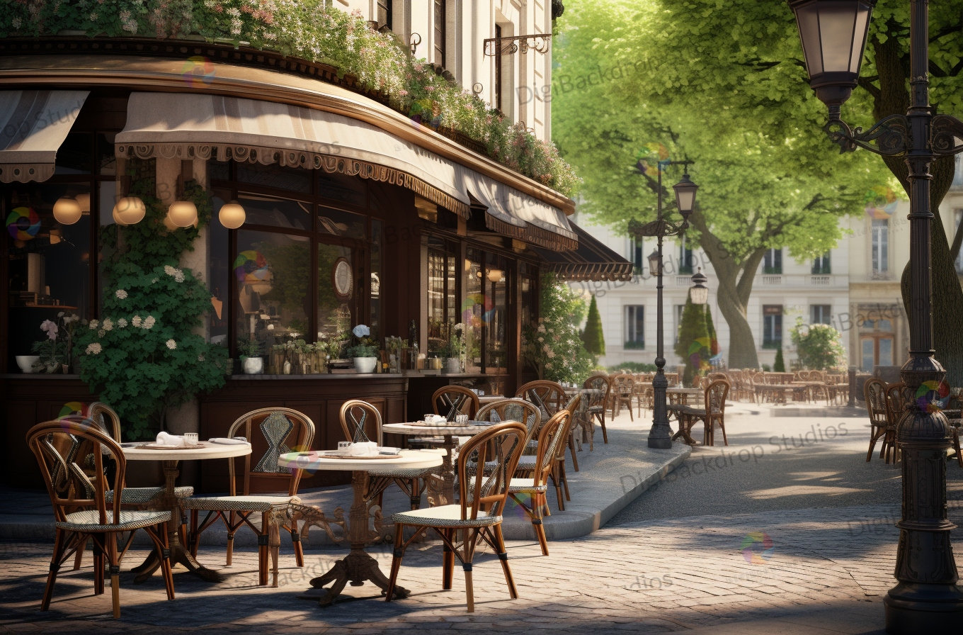Parisian Cafe Digital Backdrop: Photo Overlay, Zoom Background (20 ...