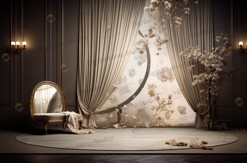 Opulent Floral Drapery Backdrops: High-res PNG/JPG for Canva, Photoshop ...