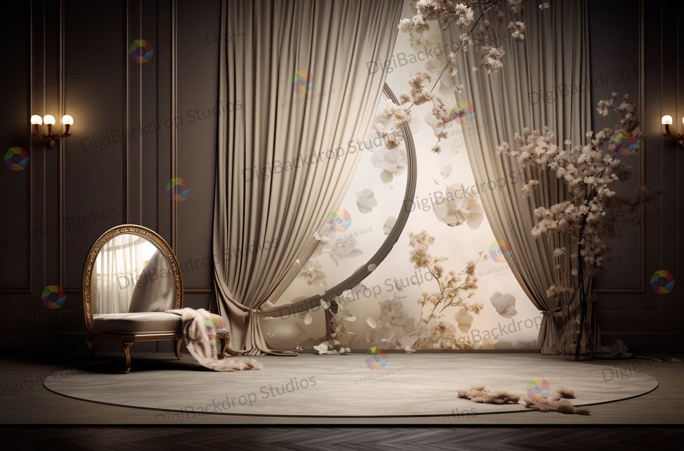 Opulent Drapery Digital Backdrops, High-res PNG/JPG for Canva ...
