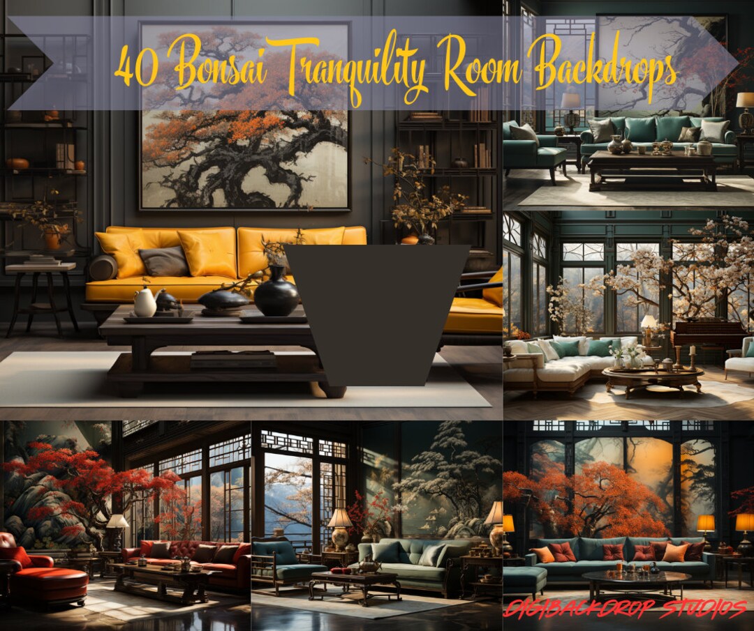 Asian Baroque Fusion Backdrops: Bonsai Room, Zoom & Photography (PNG ...
