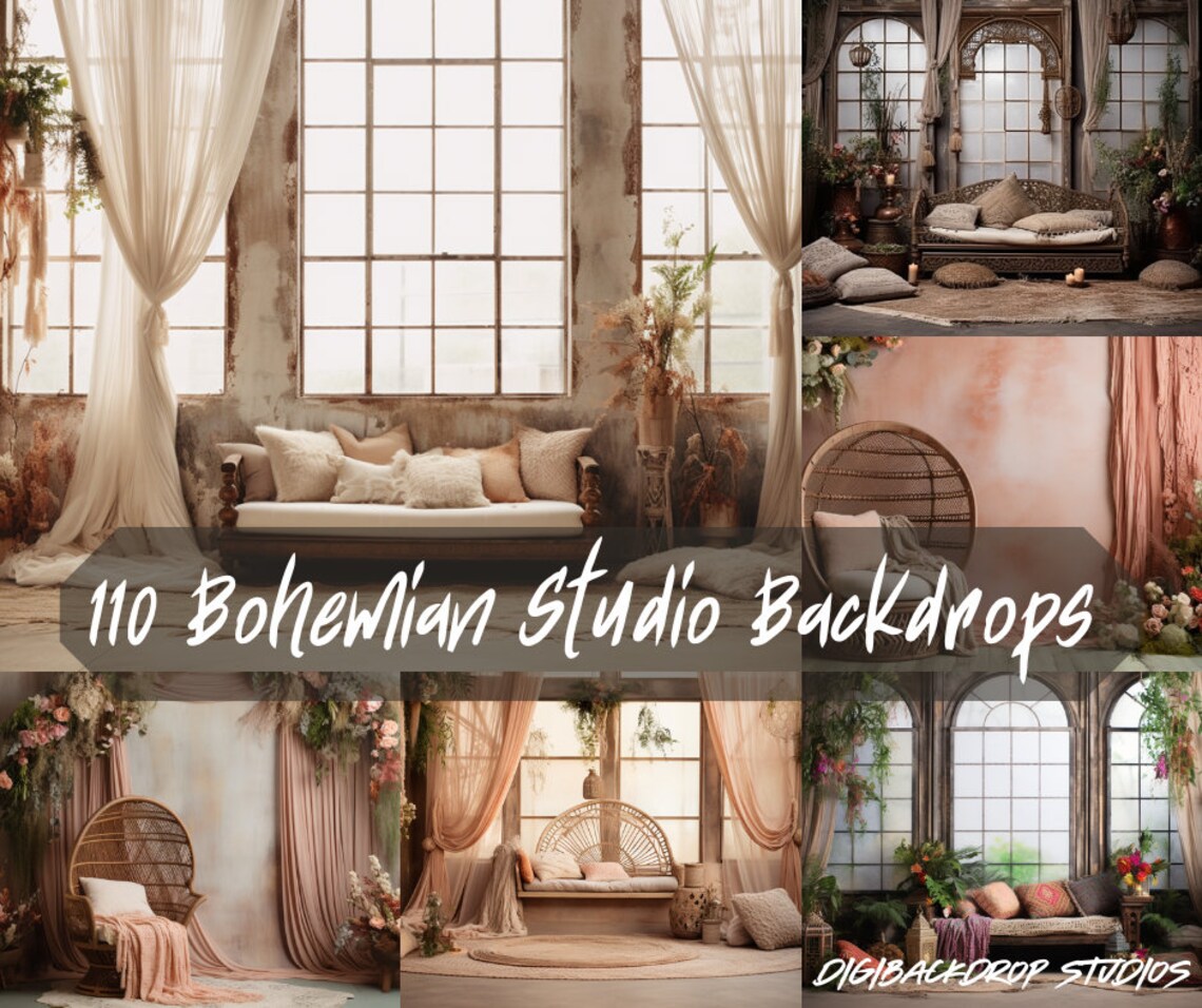 Bohemian Studio Backdrops: Rustic Autumn Photo Overlays (digital ...