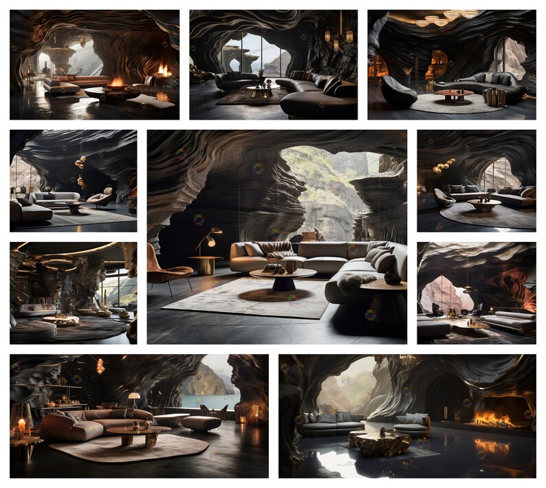 Luxury Cave Retreat Digital Backdrops: 35 High-res PNG & JPEG (digital ...