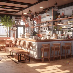 Modern Coffee Shop Digital Backdrops – Sleek Cafe Scenes for ...