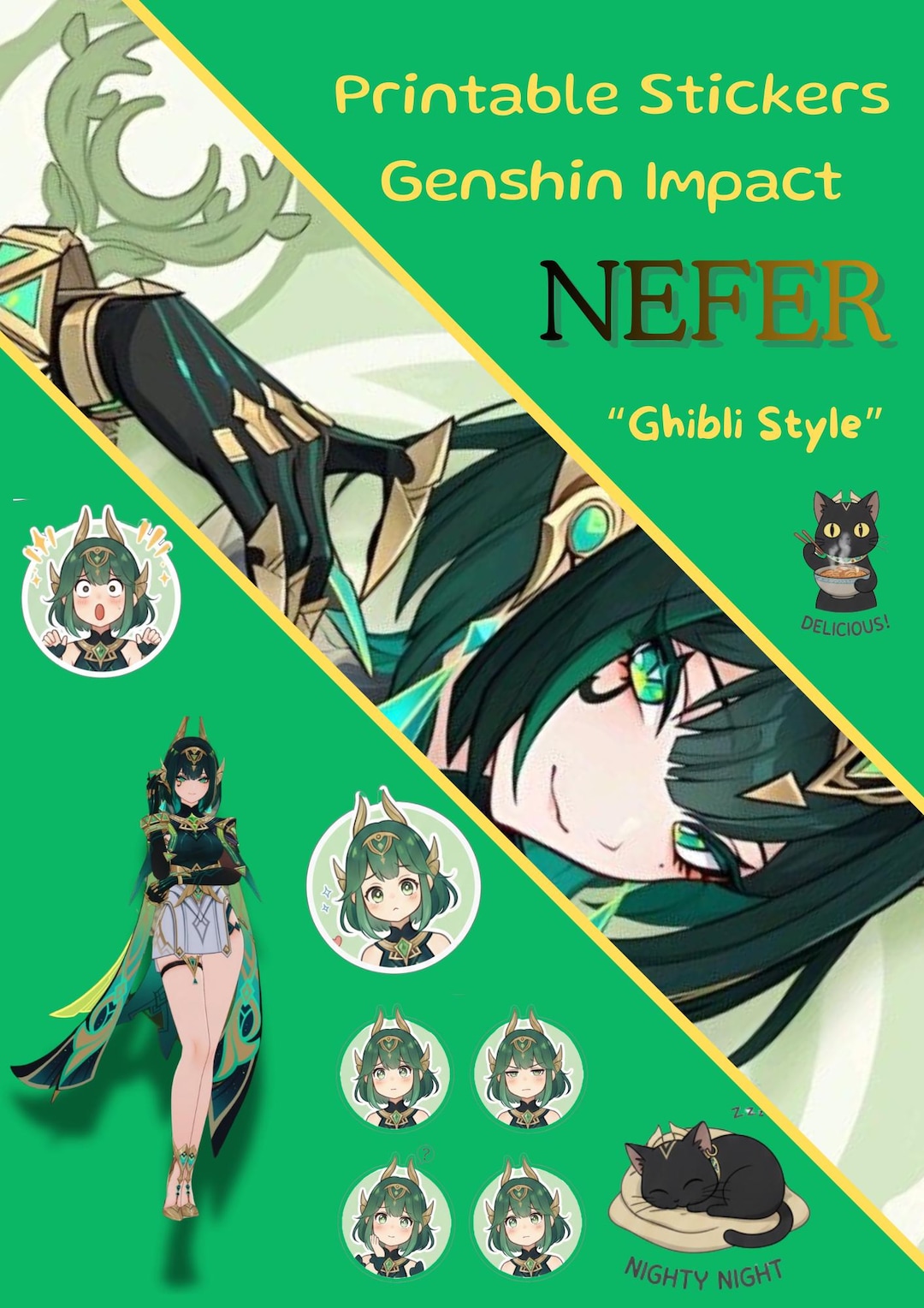 Printable Sticker NEFER Genshin Impact | PDF | Instant Download | NEFER ...
