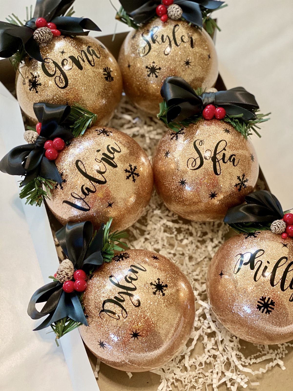 Personalized Christmas Ball/personalized Glittery Christmas Baubles ...