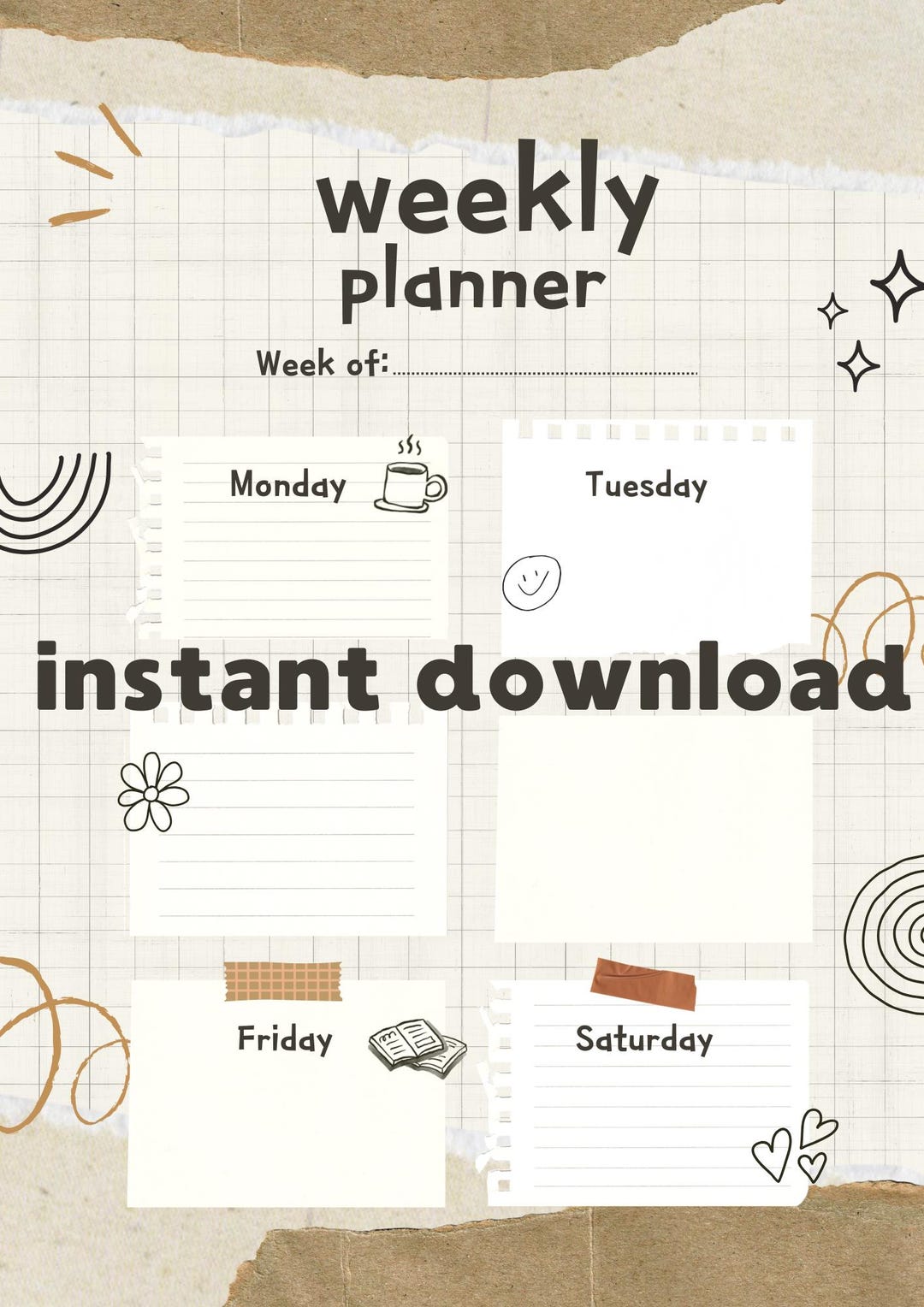 Minimalist Daily & Weekly Planner Set | Undated Productivity PDF - Etsy