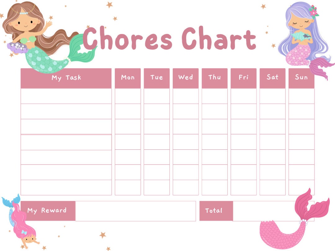 Cute Mermaid Chore Chart - Etsy