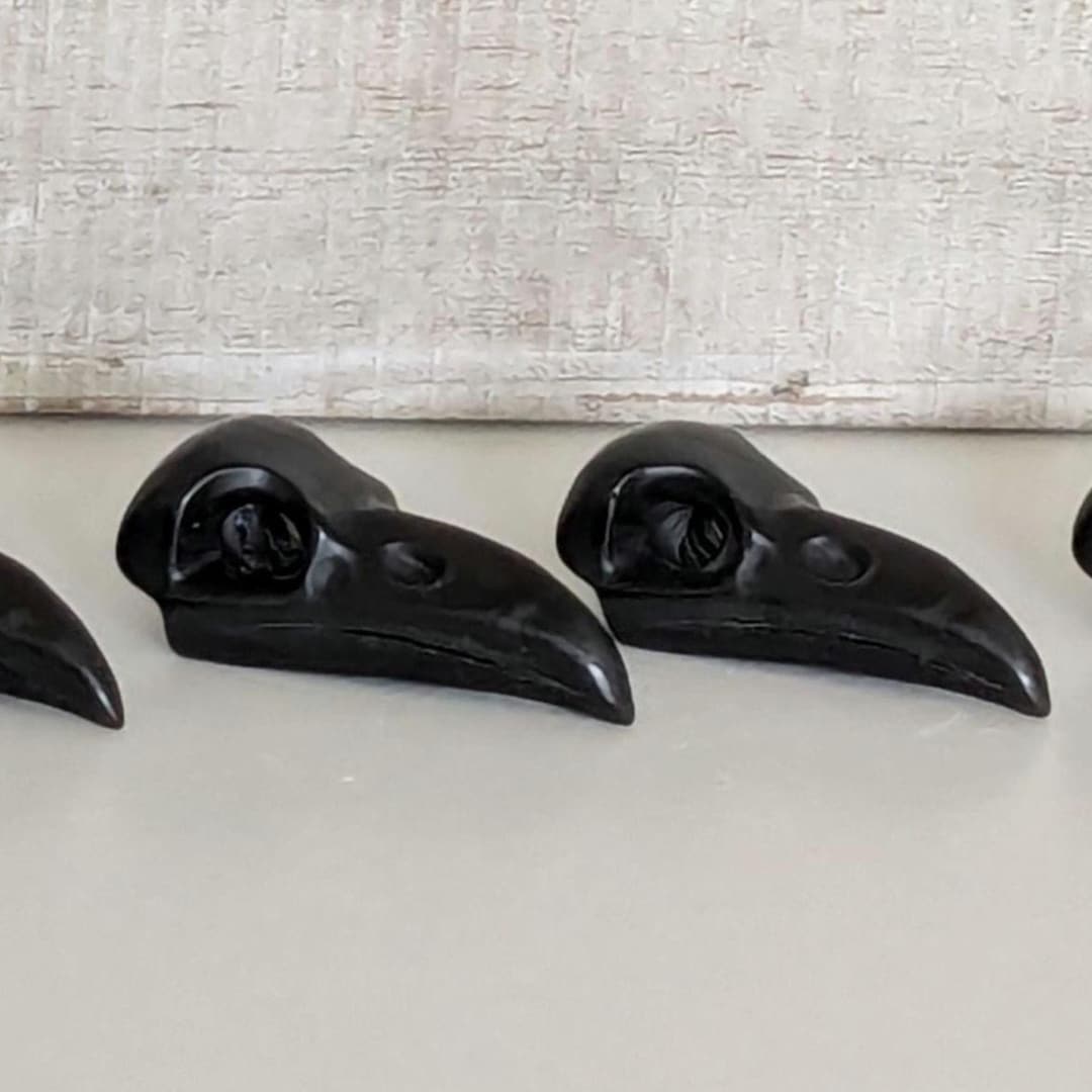 Black Obsidian Raven Head Crystal Carving | Bird | Halloween | Witch - Etsy