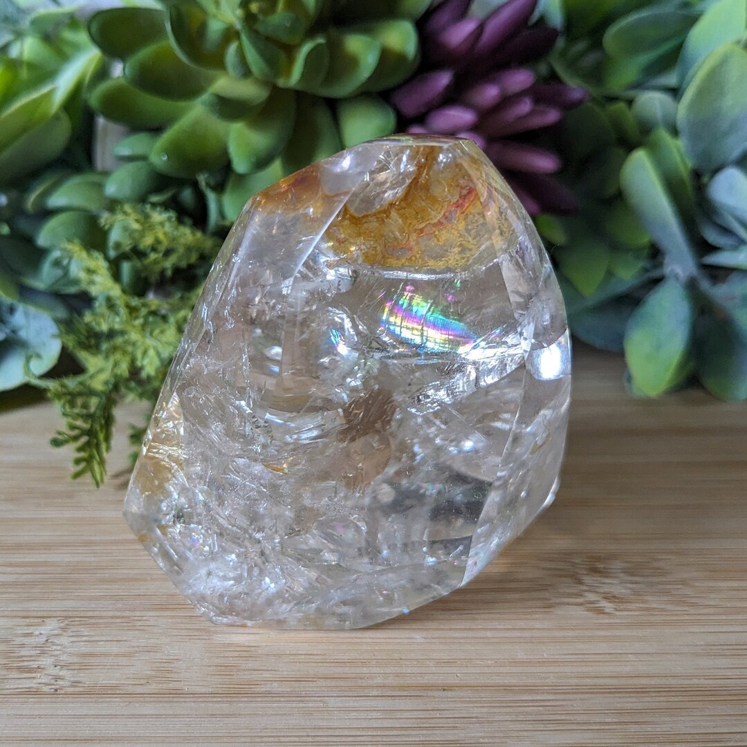 Rainbow Filled Clear Quartz With Fire Quartz Inclusion | Rainbows ...