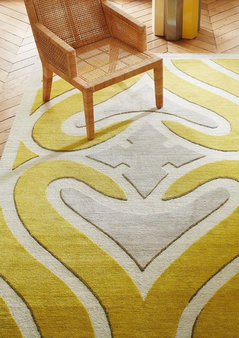 Mid Century Modern Rug MCM Art Deco Personalized Gift Woven Designer ...