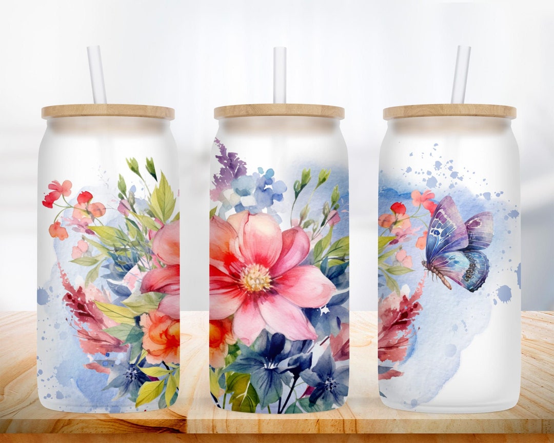 Wildflowers Glass Tumbler Floral Glass Cup 3D Wildflowers - Etsy