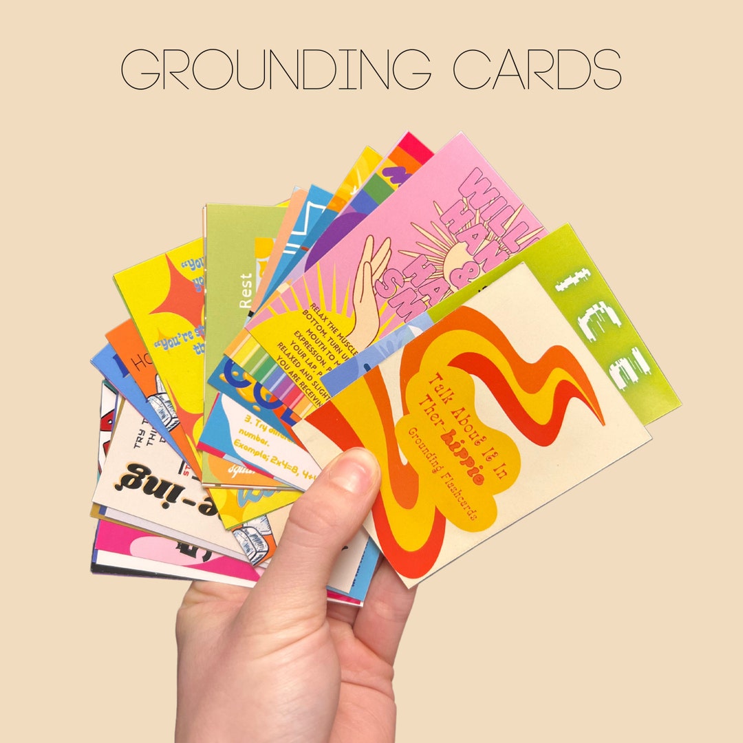 Grounding Cards for Self Care: "talk About It in Ther-hippie" - Etsy