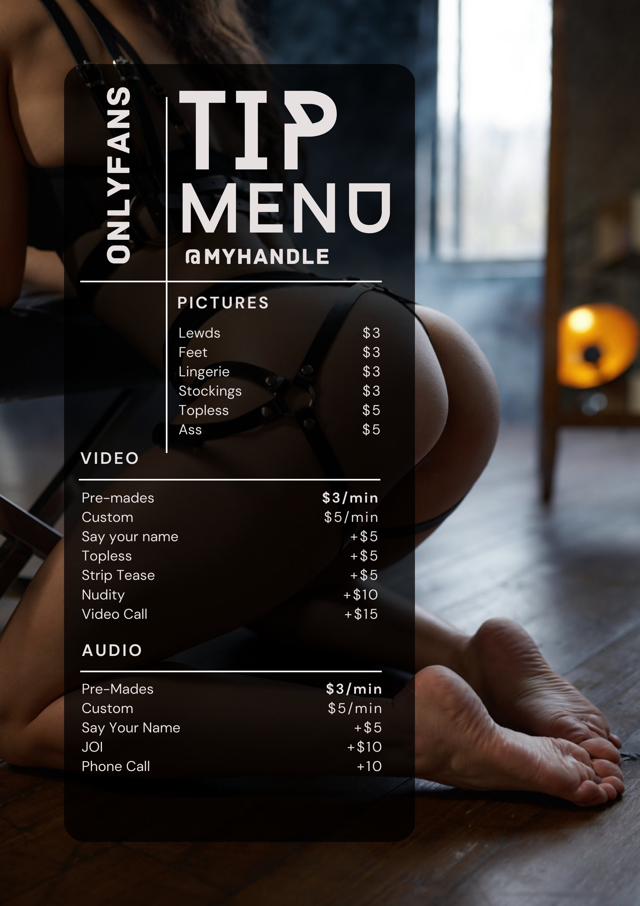 Onlyfans Editable Tip Menu Onlyfans Tip Menu Canva Tip Menu Template Canva or PDF Template ...