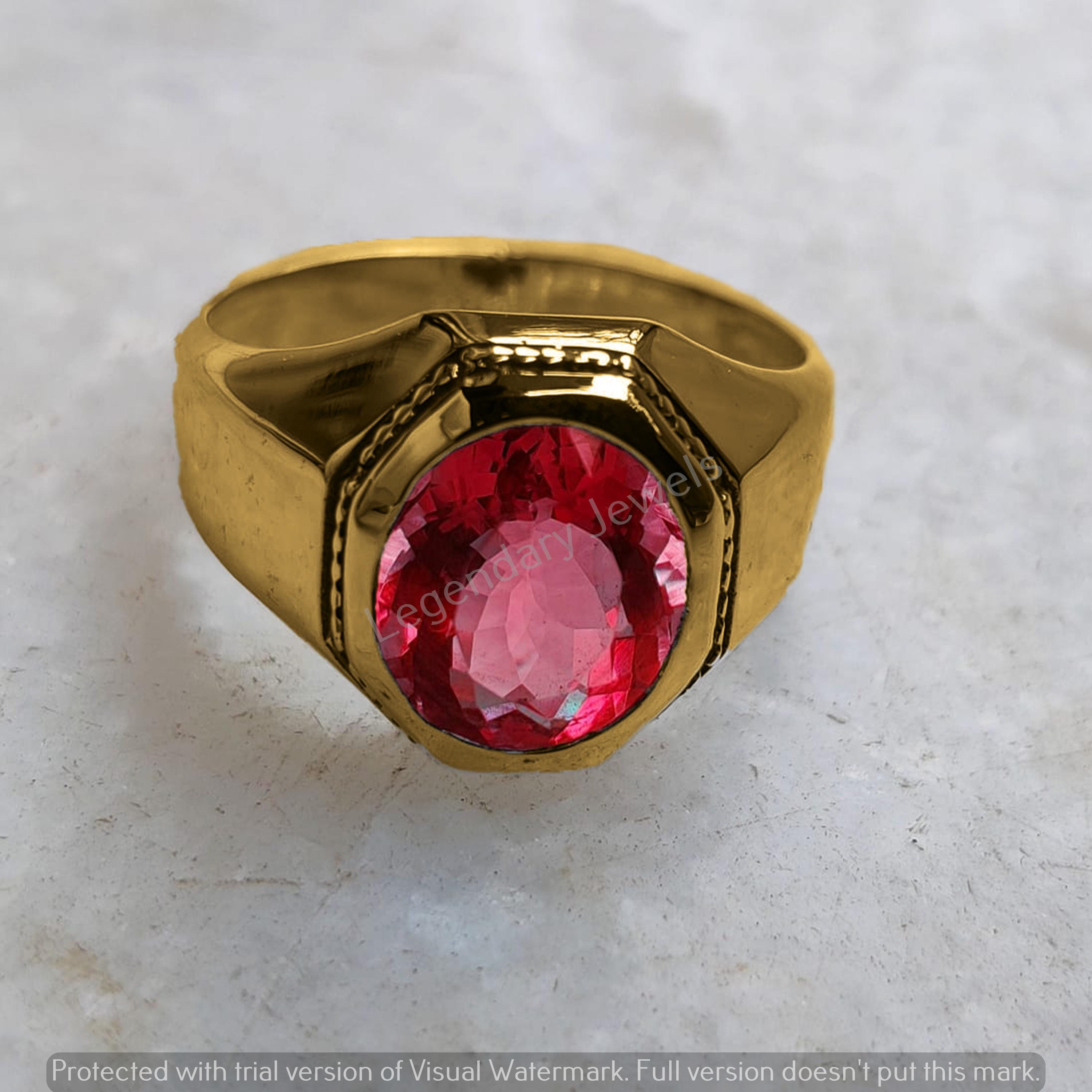 14k Gold Ruby Engagement Ring: Art Deco Men's Wedding Band - Etsy