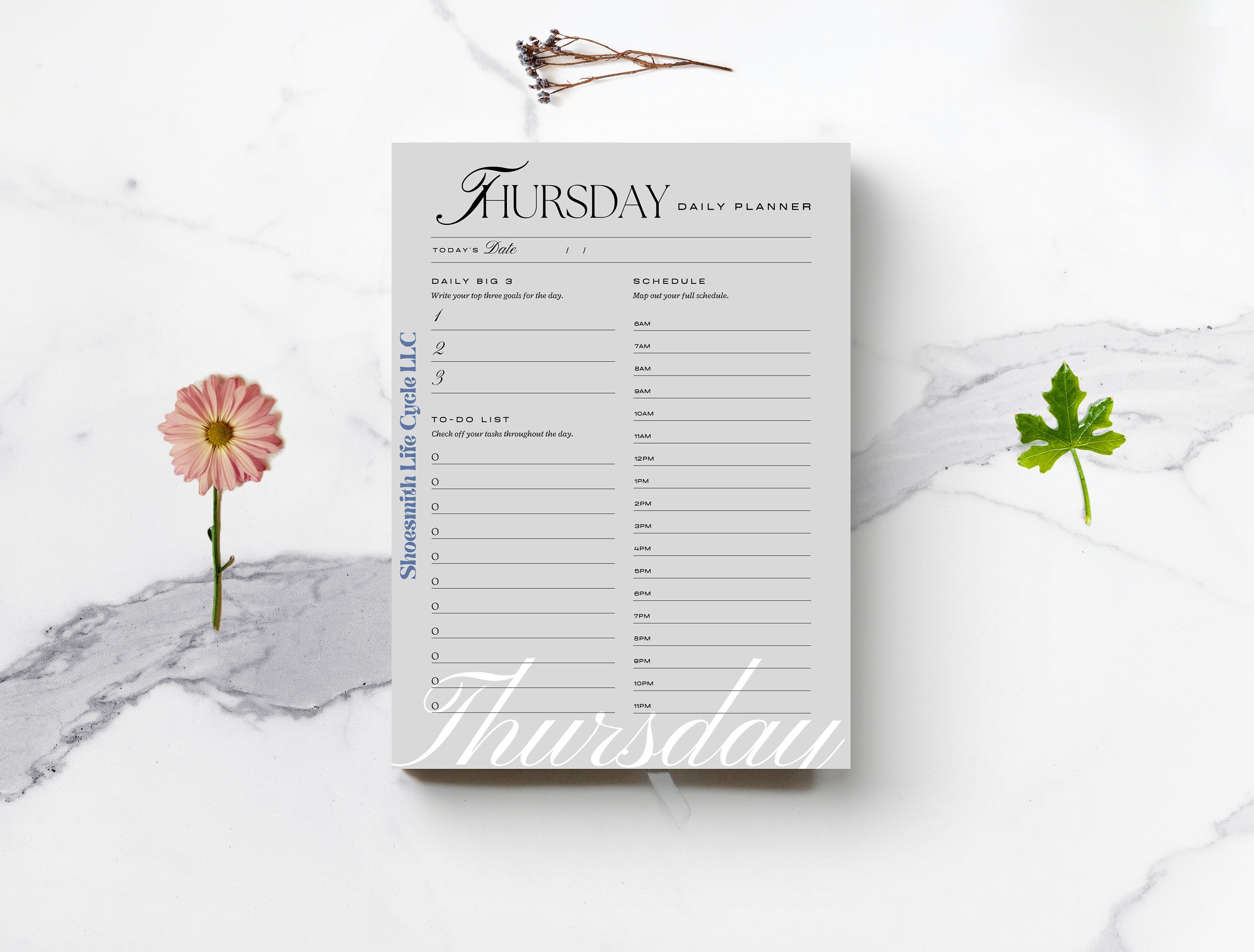 Elegant Printable Daily Planner, Watercolor Weekly Plan, Printable ...