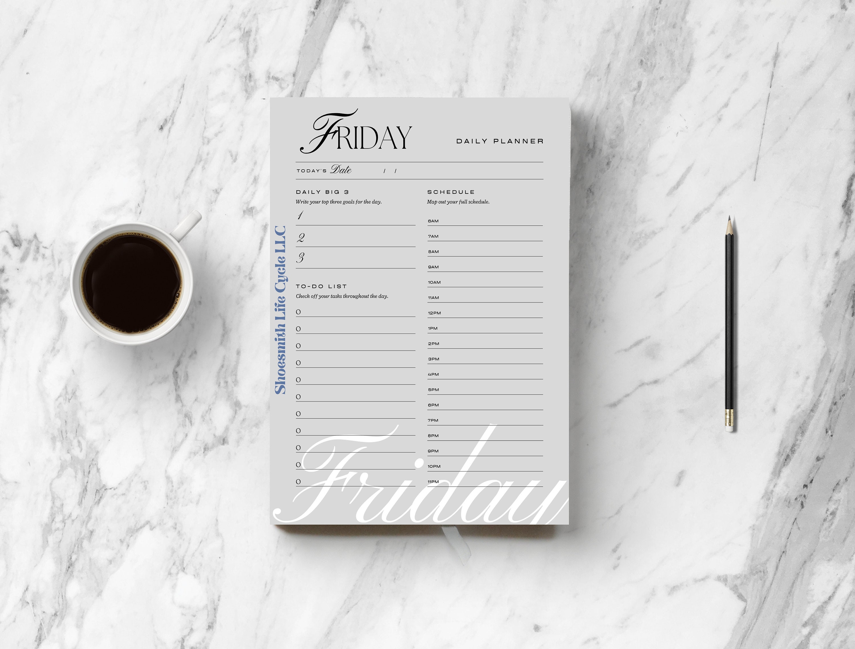 Elegant Printable Daily Planner, Watercolor Weekly Plan, Printable ...