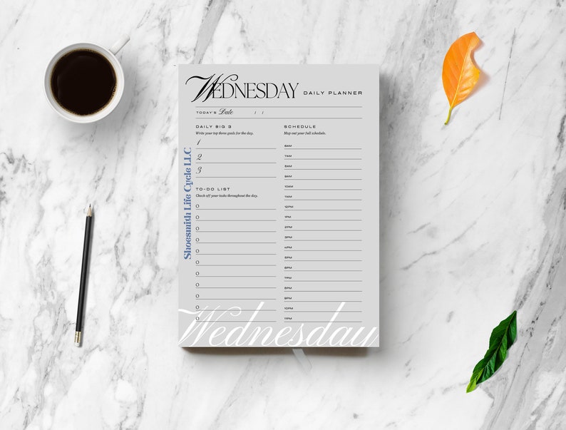 Elegant Printable Daily Planner Watercolor Weekly Plan - Etsy