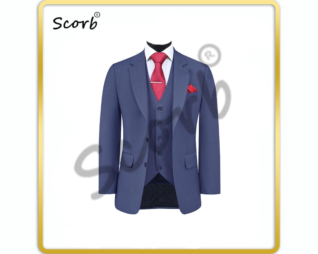 Scorb® Custom Made Clay Blue 3-piece Suit – Timeless Formal ...