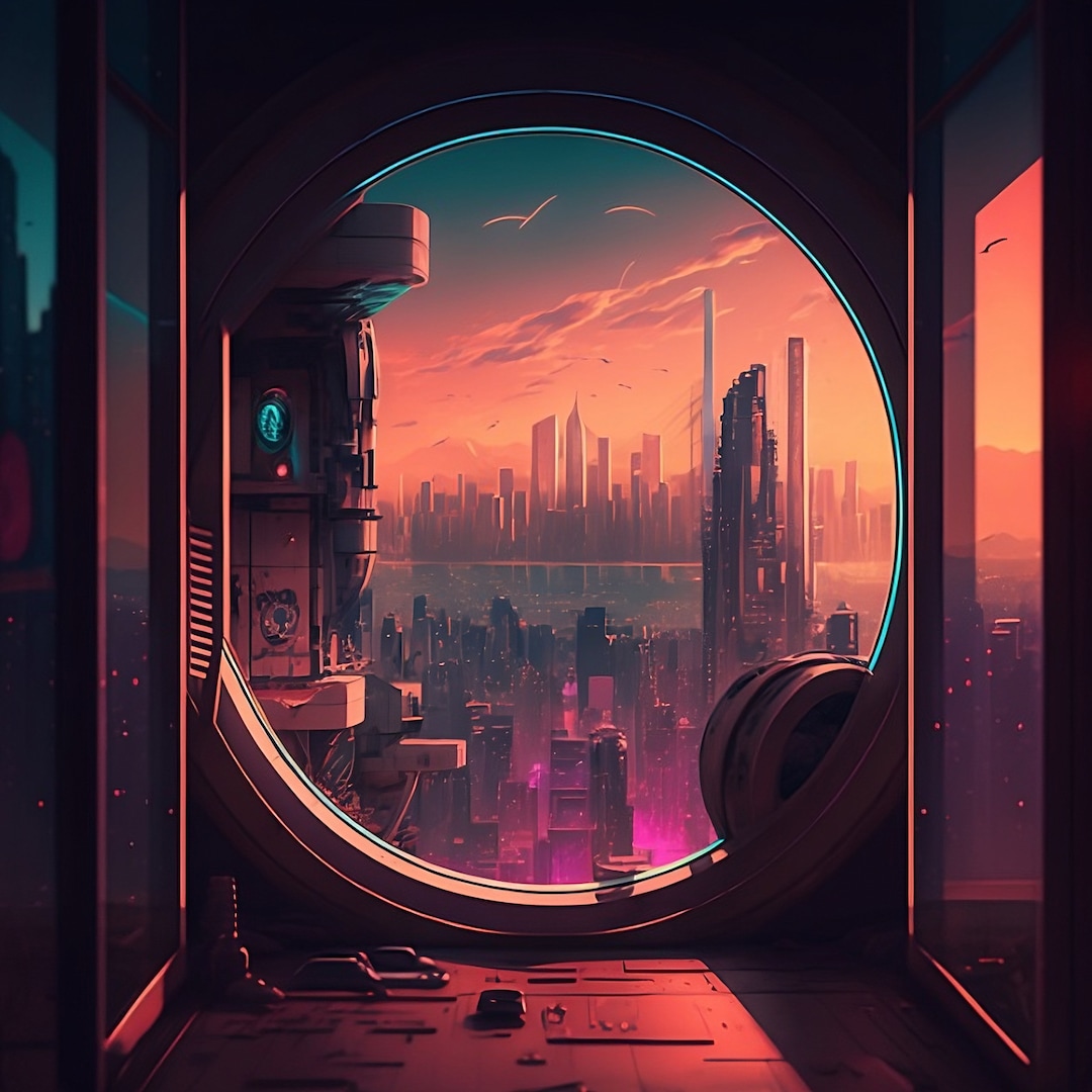 Futuristic Cyberpunk Window View Print - Etsy