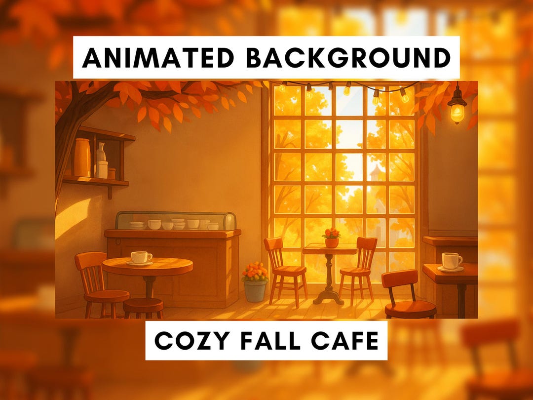 Vtuber Animated Background, Cozy Fall Cafe, Fall Background, Autumn ...