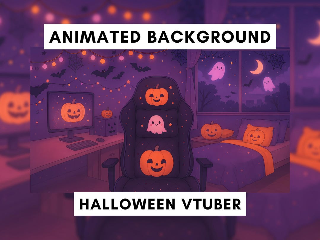 Vtuber Animated Background for Twitch, Halloween Room, Vtuber Chair ...
