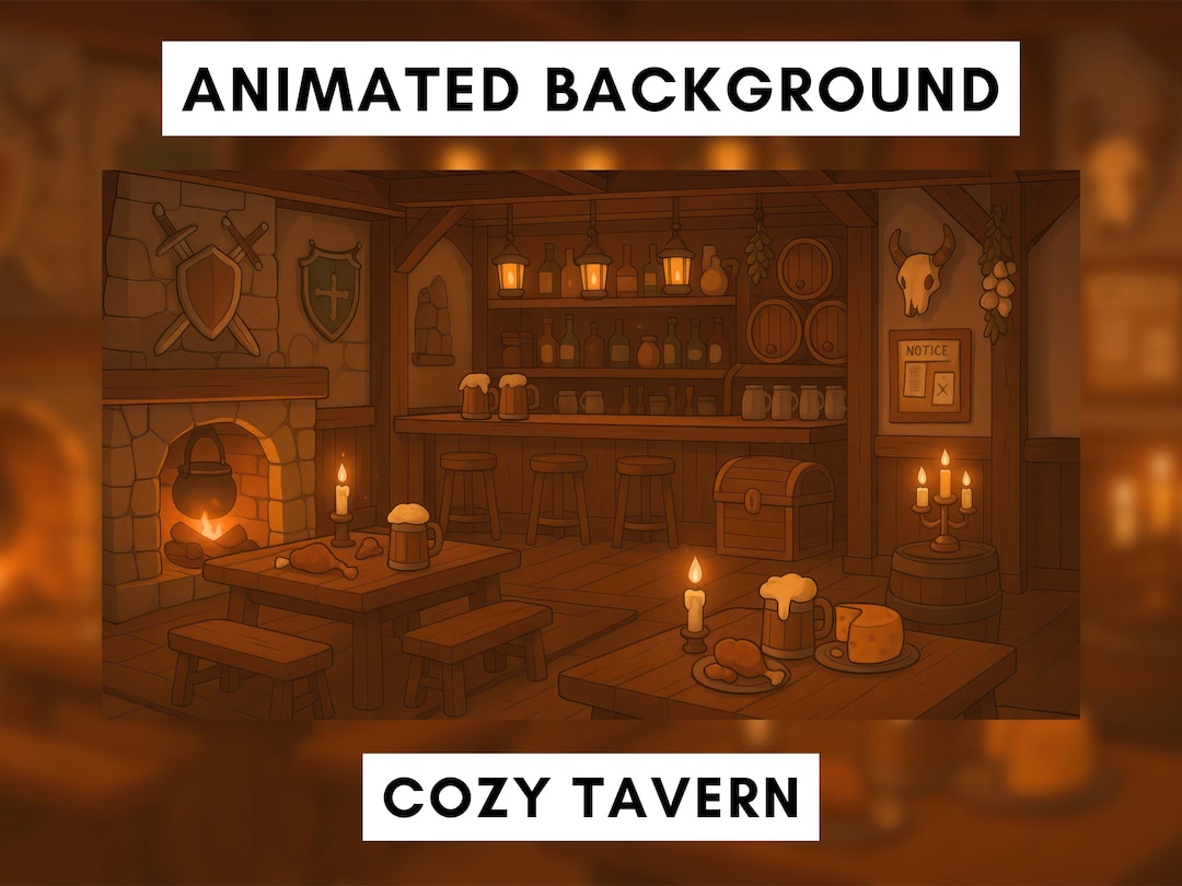 Cozy Tavern Animated Background, Medieval Fantasy Stream Overlay, RPG ...