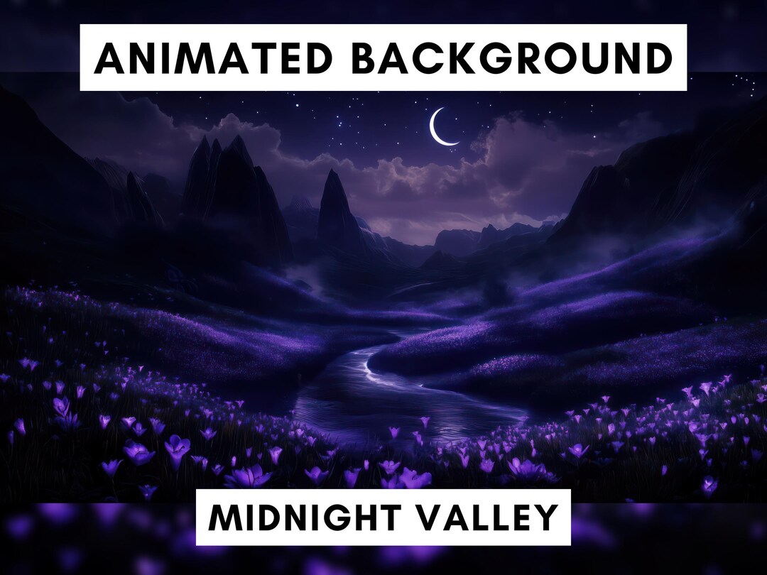 Animated Background for Twitch, Purple Midnight Valley, Vtuber Background Animated, Lofi Stream ...